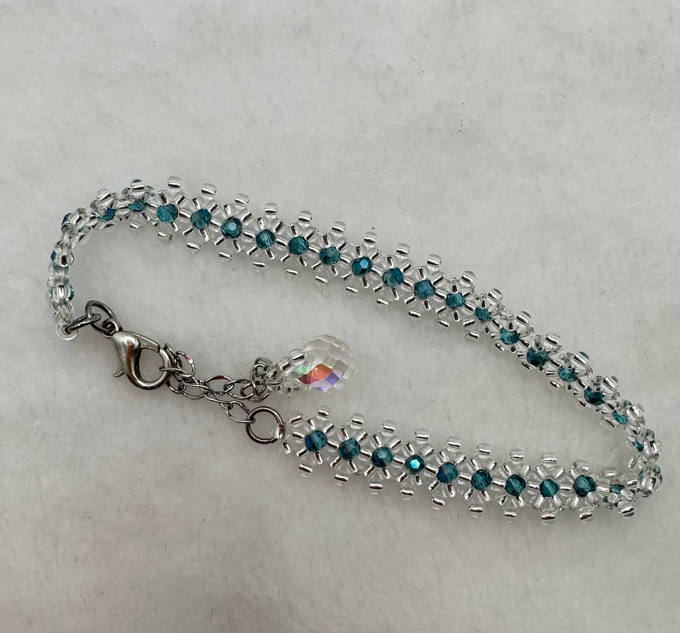 Handmade Woven Hubble Stitch Crystal and Seed Bead Bracelet With ...