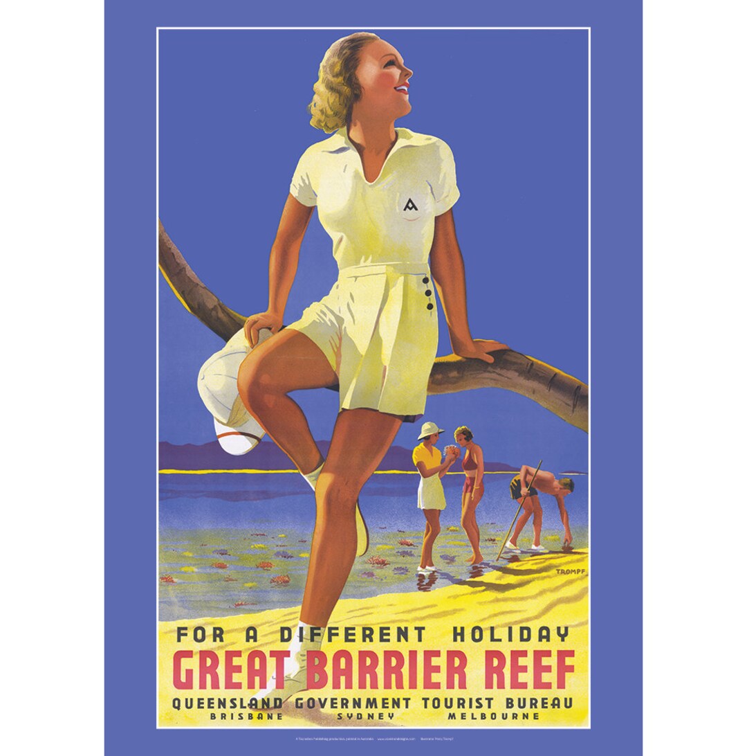 Great Barrier Reef Vintage Travel Poster – Percy Trompf Art Print - Etsy