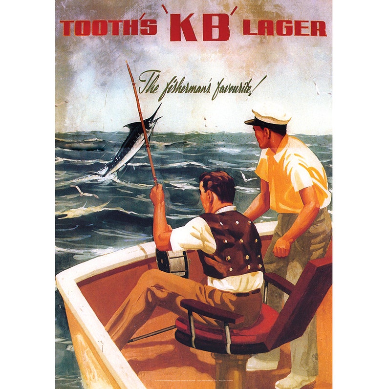 Tooth's KB Lager 1930s Retro Pub Sign Art Print – 'fisherman's ...