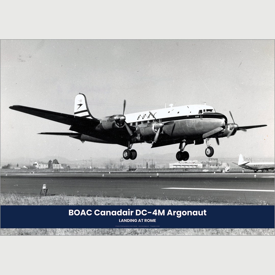 BOAC Canadair DC-4M Argonaut Art Print - Arriving Rome Early 1950s - 3 ...