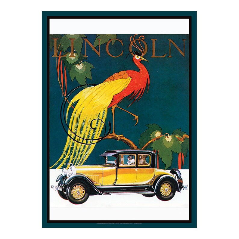 1928 Lincoln Car Advertisement Art Print – Peacock Motif - Etsy