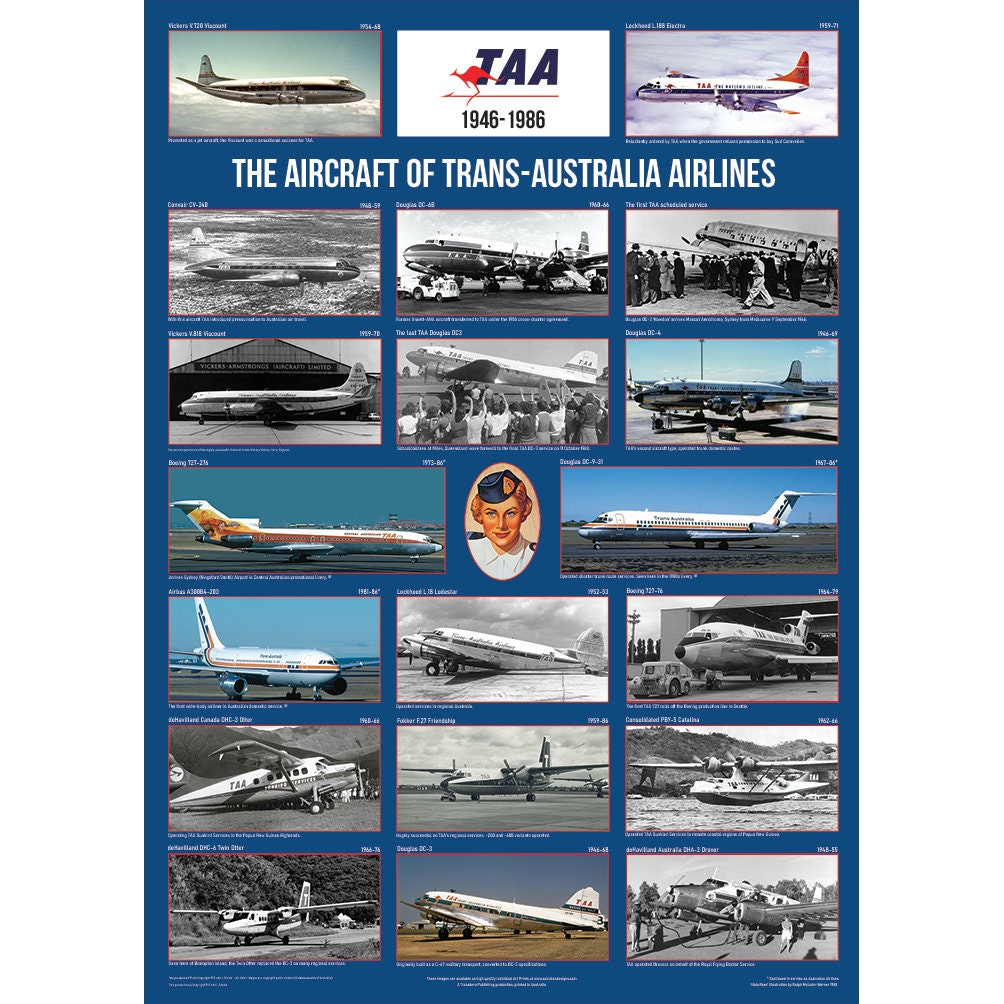 Trans-australia Airlines TAA Aircraft Art Print – Aircraft Operated ...
