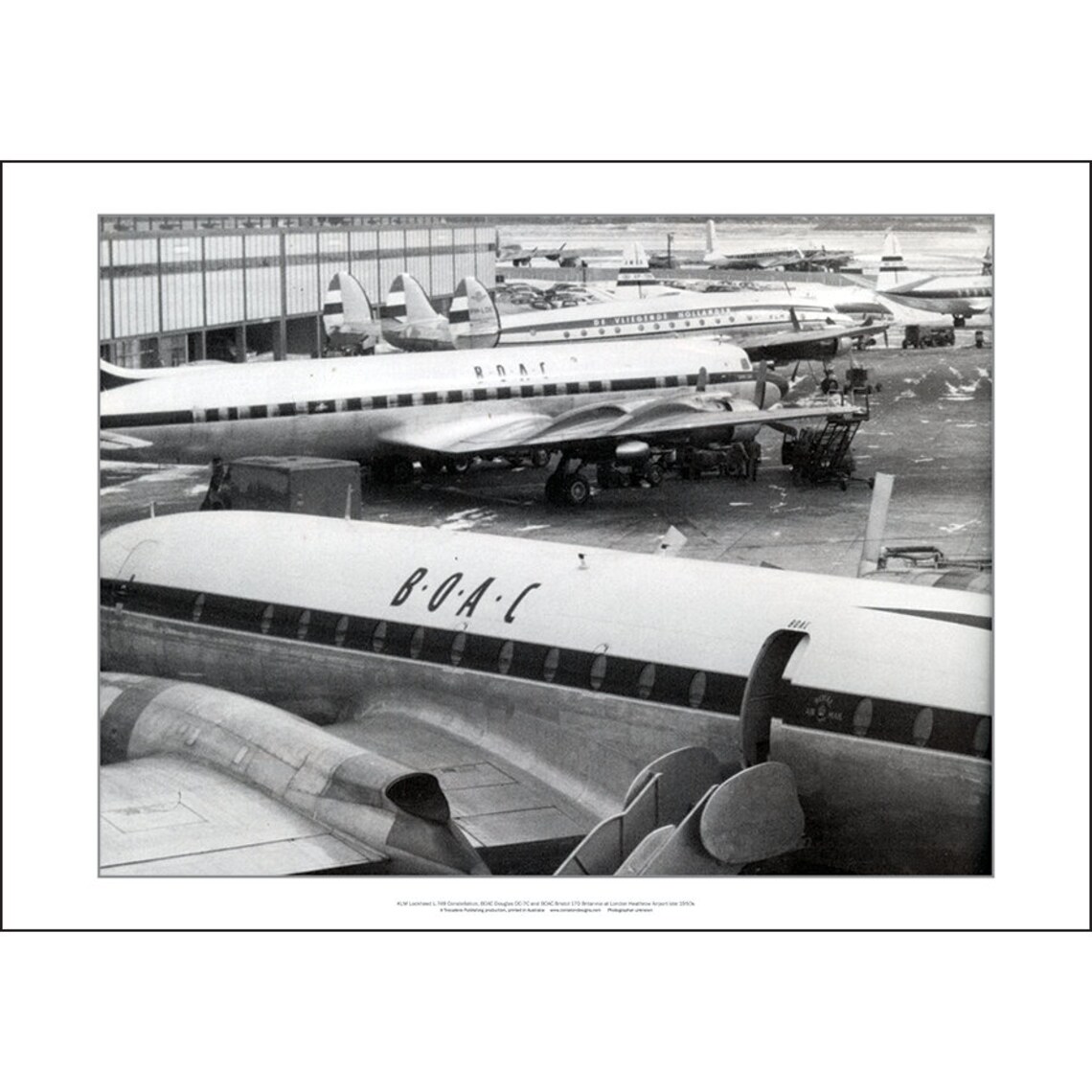 London Heathrow Airport 1950s Art Print - BOAC Britannia and DC-7C, KLM ...