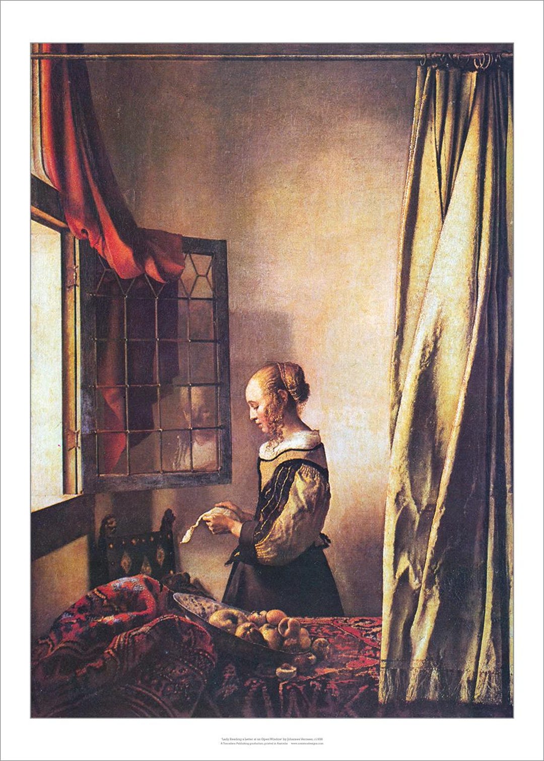 Johannes Vermeer 'lady Reading Letter at Open Window' – Repro Art Print ...