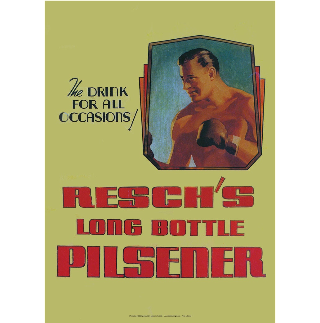 Resch's Long Bottle Pilsener 1930s Retro Pub Sign Art Print – 'the ...
