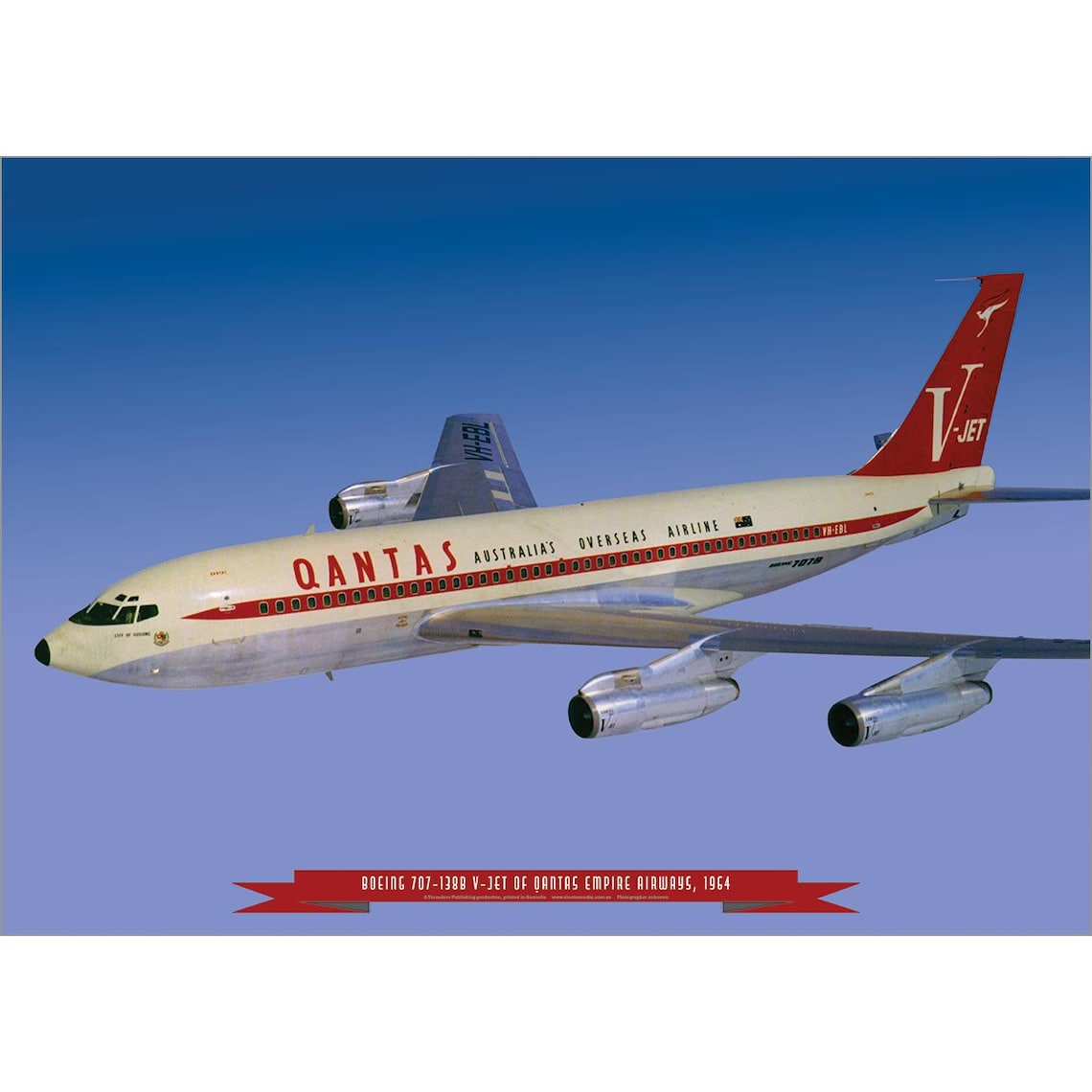 Qantas Empire Airways Art Print – Boeing 707-138B V-jet in Flight 1964 ...