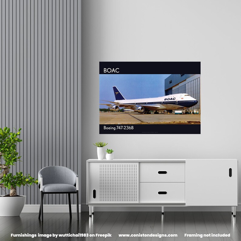 BOAC Boeing 747-236B Art Print Aviation 1970s 2 Sizes Available Poster ...