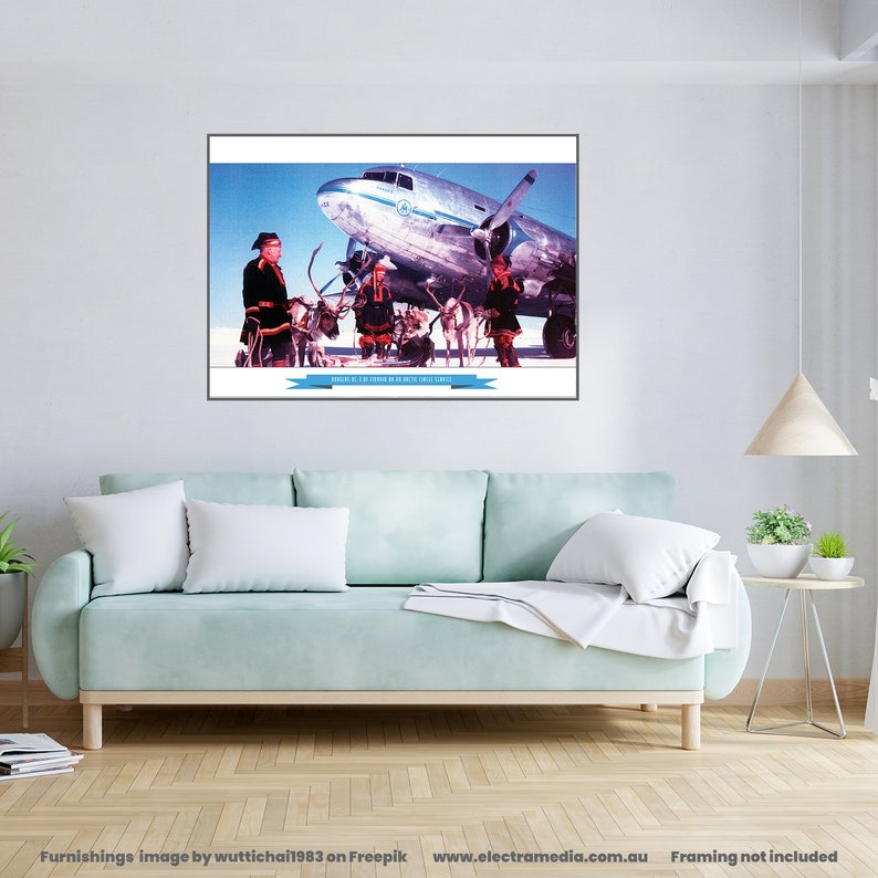 Finnair Douglas DC-3 Art Print - Meeting the Locals on an Arctic Circle ...