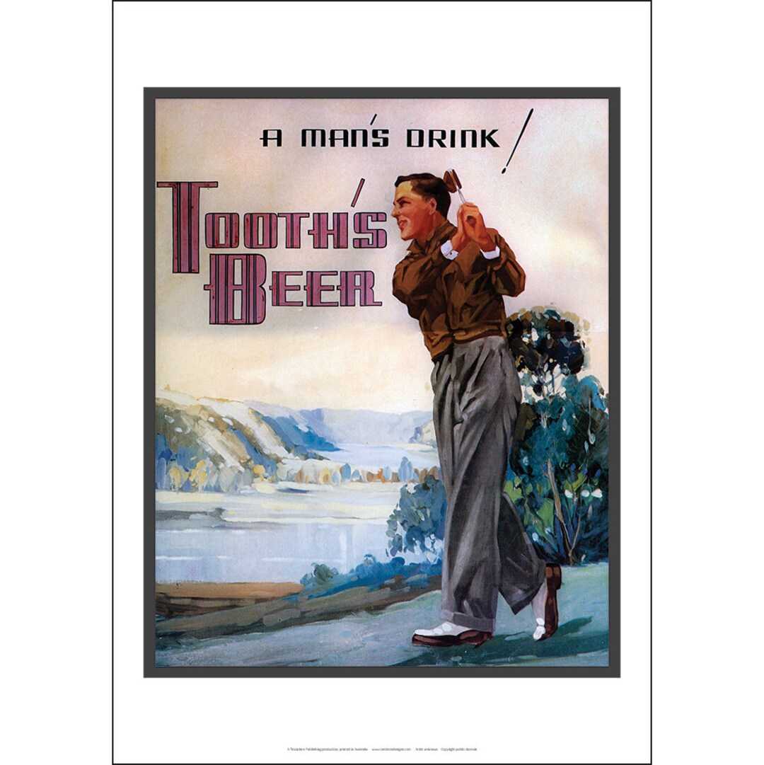 Tooth's Beer 1930s Retro Pub Sign Art Print – 'A Man's Drink ...