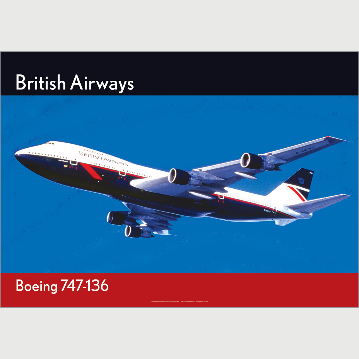 British Airways Boeing 747 Art Print - Aerial View Jumbo Jet 747-136 ...