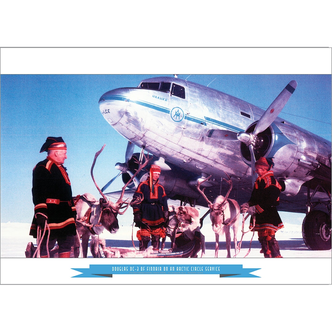 Finnair Douglas DC-3 Art Print - Meeting the Locals on an Arctic Circle ...