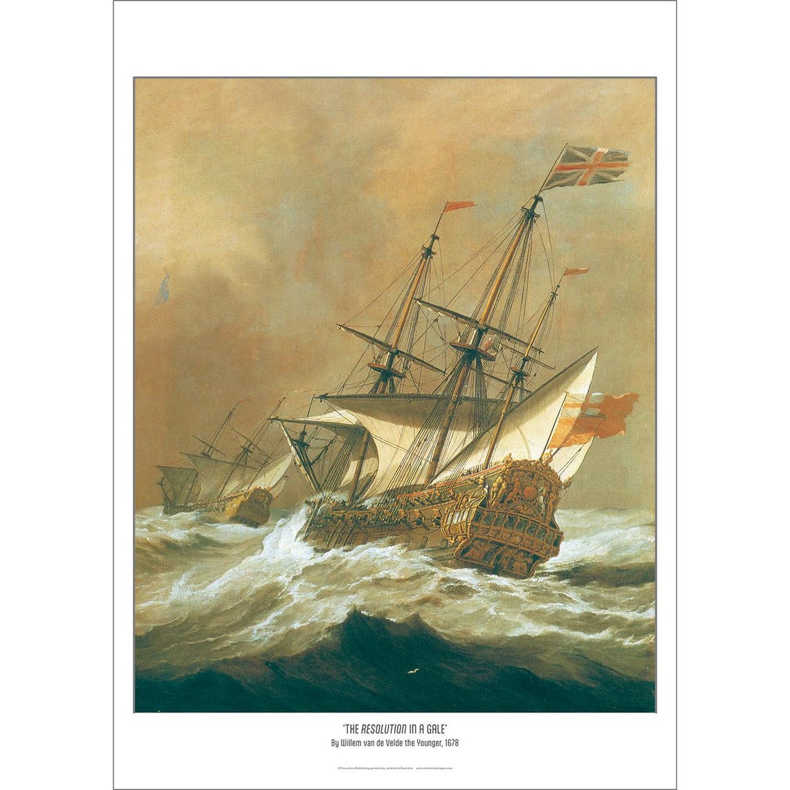 Resolution in A Gale - Classic Sailing Ship Art Print – Repro Painting ...