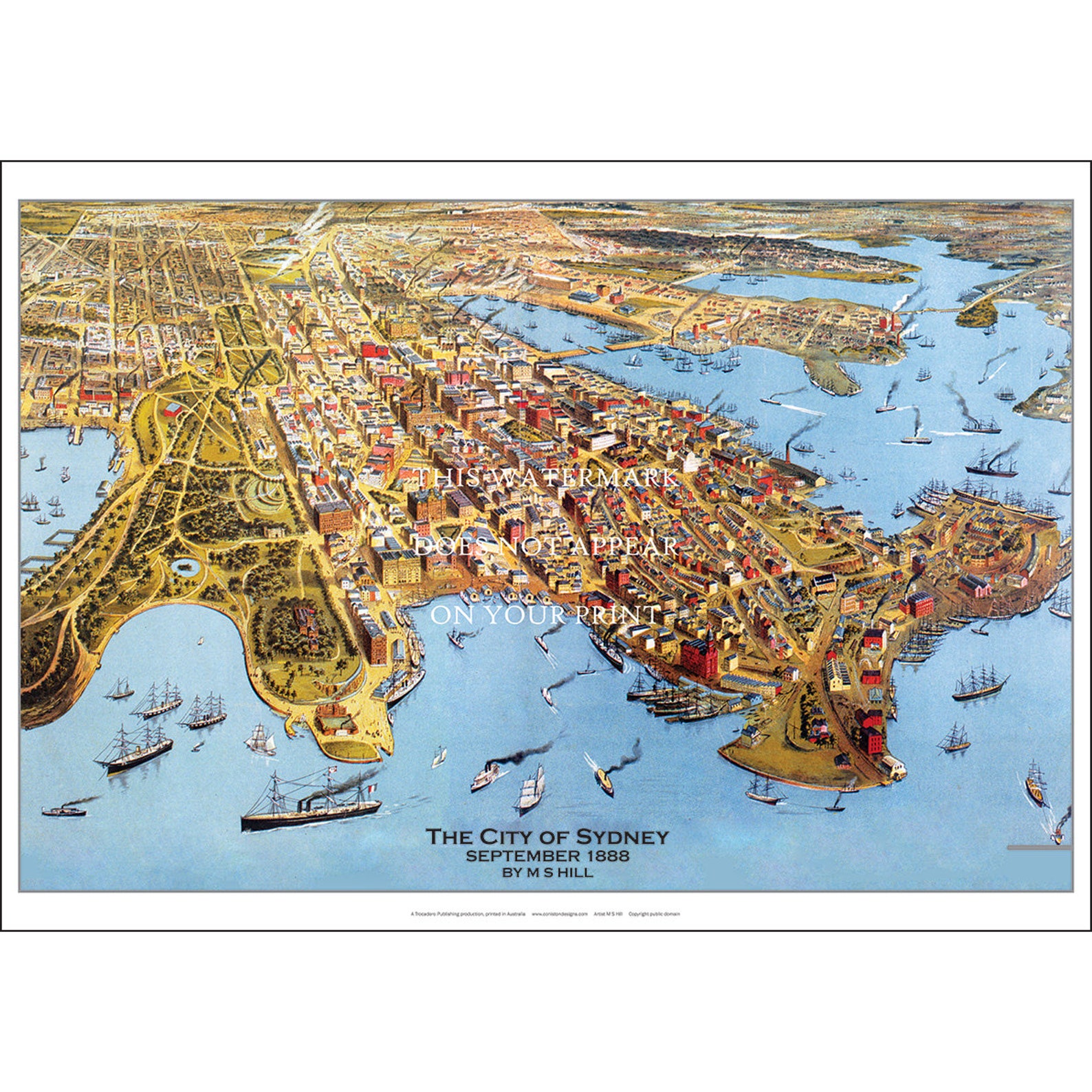 Sydney in 1888 Aerial Illustration for the Colonial Centenary – 3 Sizes ...