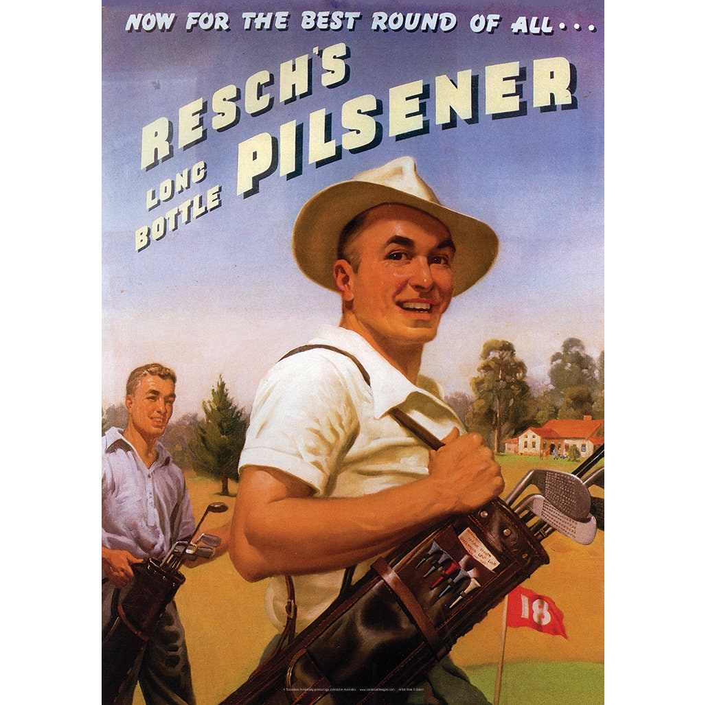 Resch's Long Bottle Pilsener 1930s Retro Pub Sign Art Print 'now for ...