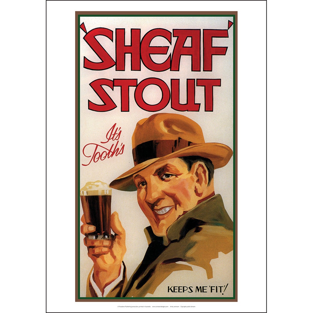 Tooth's Sheaf Stout 1930s Retro Pub Sign Art Print – 'keeps Me Fit ...