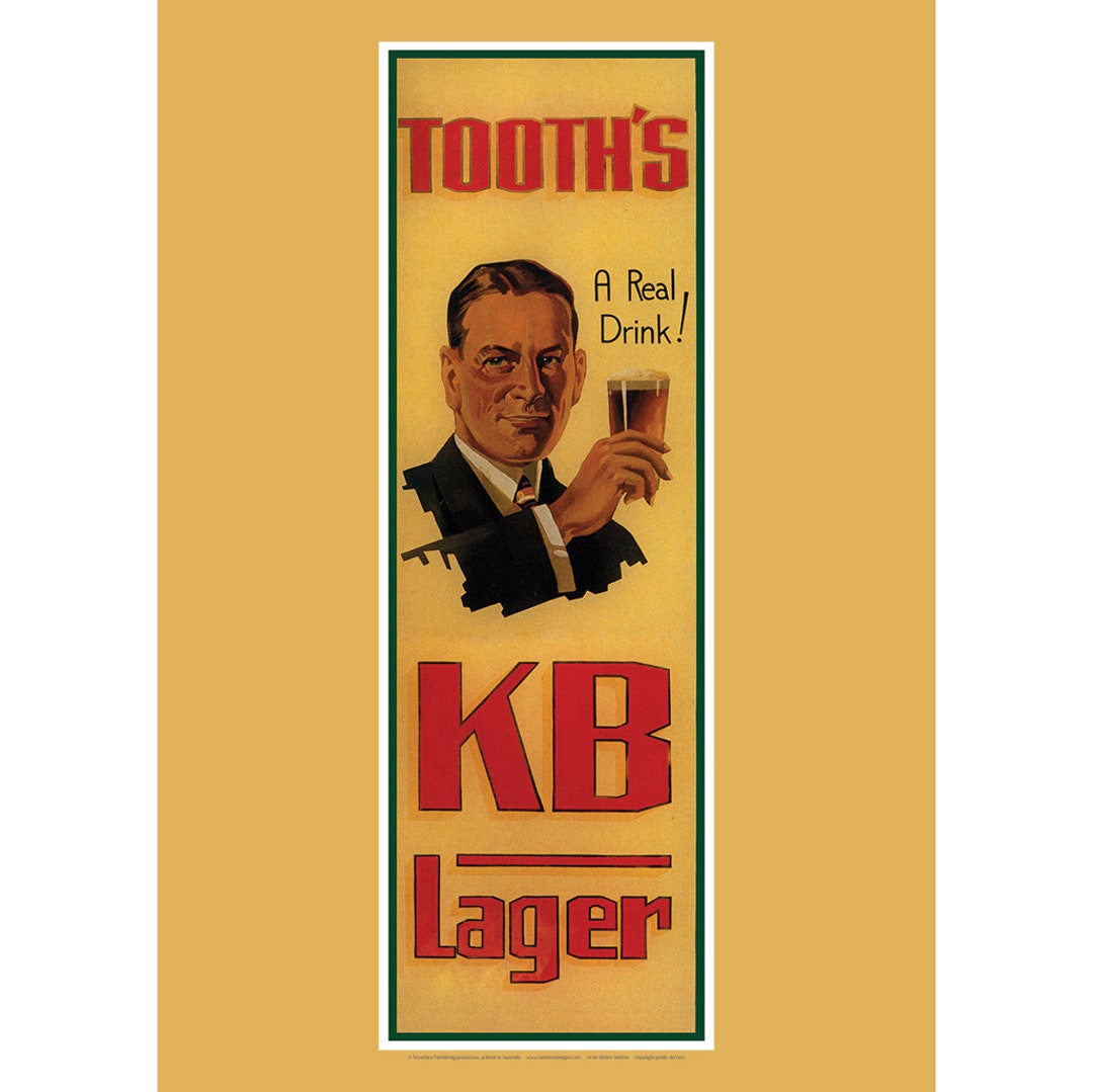 Tooth's KB Lager 1930s Retro Pub Sign Art Print – 'A Real Drink!' – 3 ...