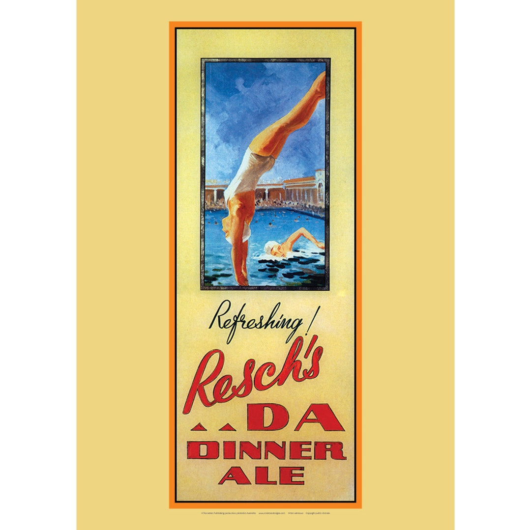 Resch's DA Dinner Ale 1930s Retro Pub Sign Art Print – 'refreshing ...