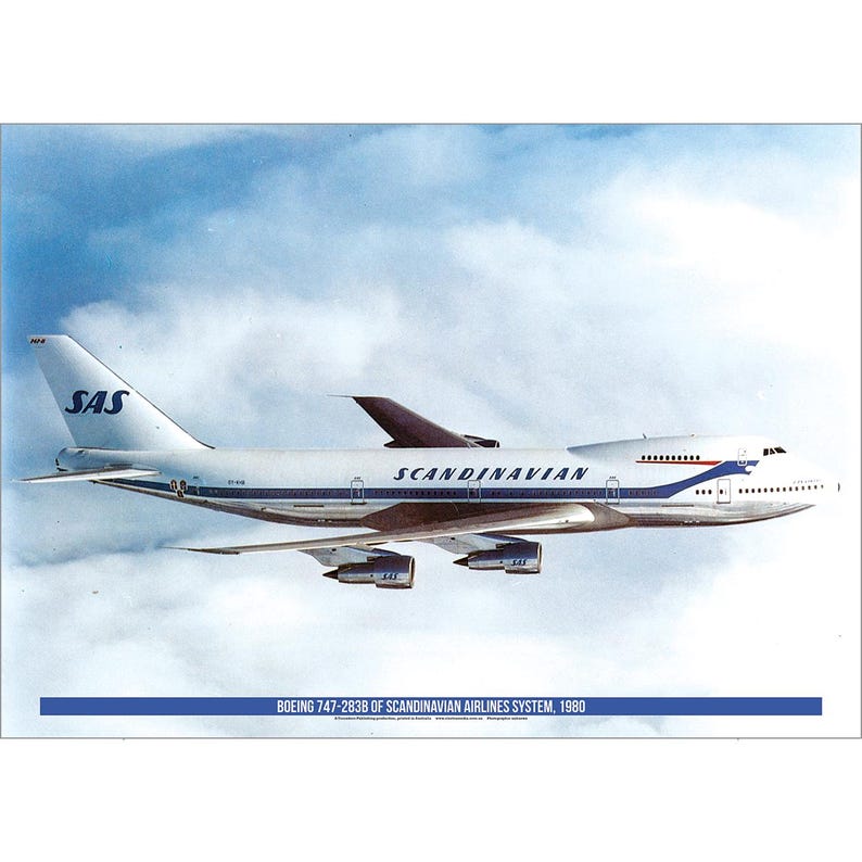 SAS Scandinavian Airlines System Art Print – Boeing 747-283B in Flight ...