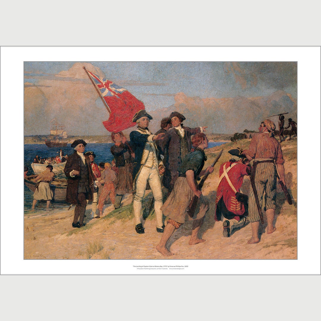 E Phillips Fox 'the Landing of Captain Cook at Botany Bay, 1770'. 1904 ...