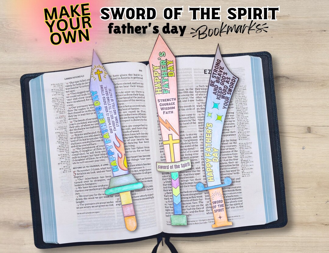 Sword of the Spirit Father's Day Bookmarks, Printable Sword Bookmark ...
