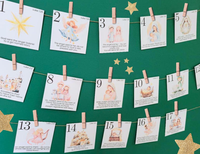 Advent Scripture Cards for Kids, Advent Cards for Kids, Nativity Advent ...