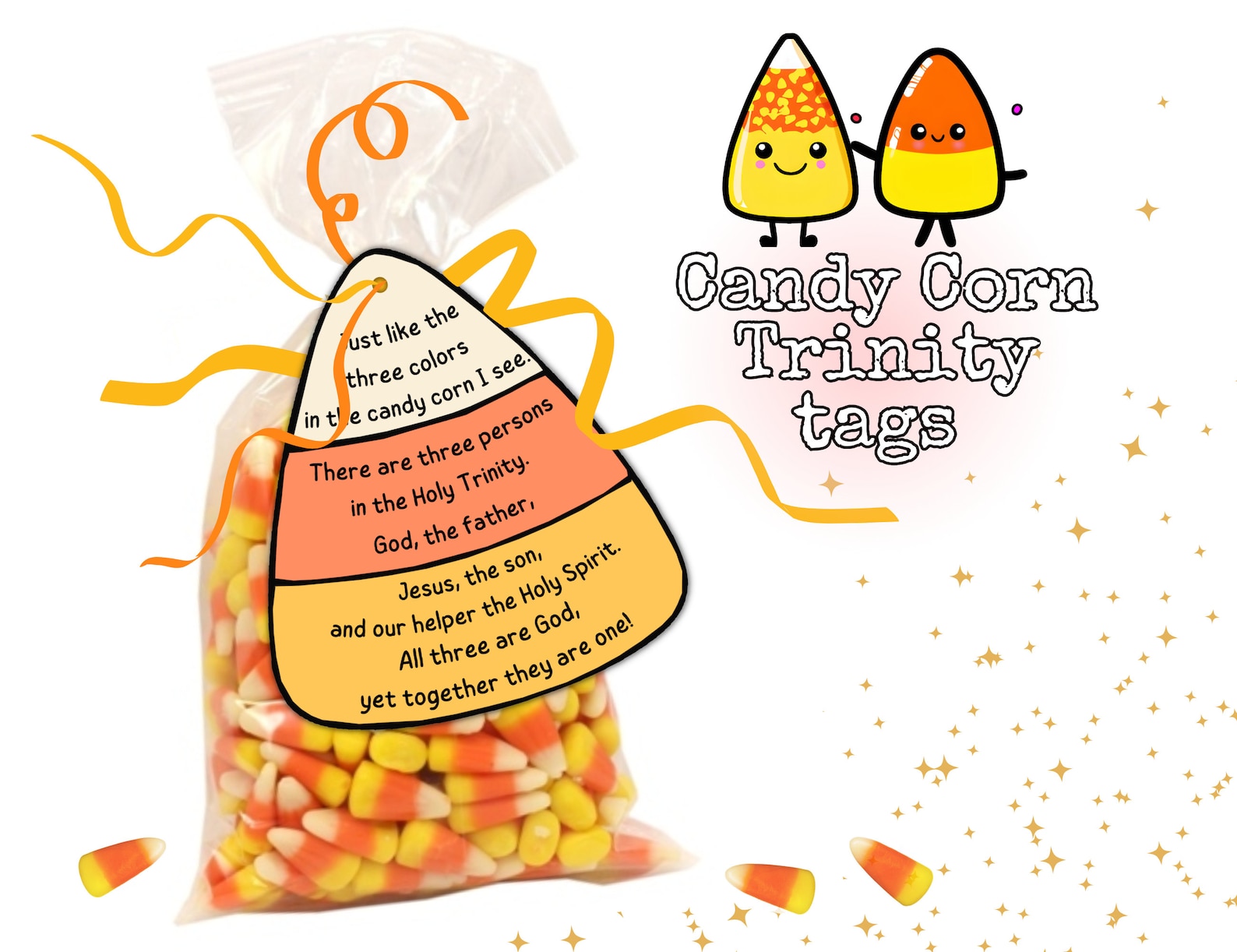 Candy Corn Trinity Tag Christian Halloween Treat Tag for Goody Bag ...