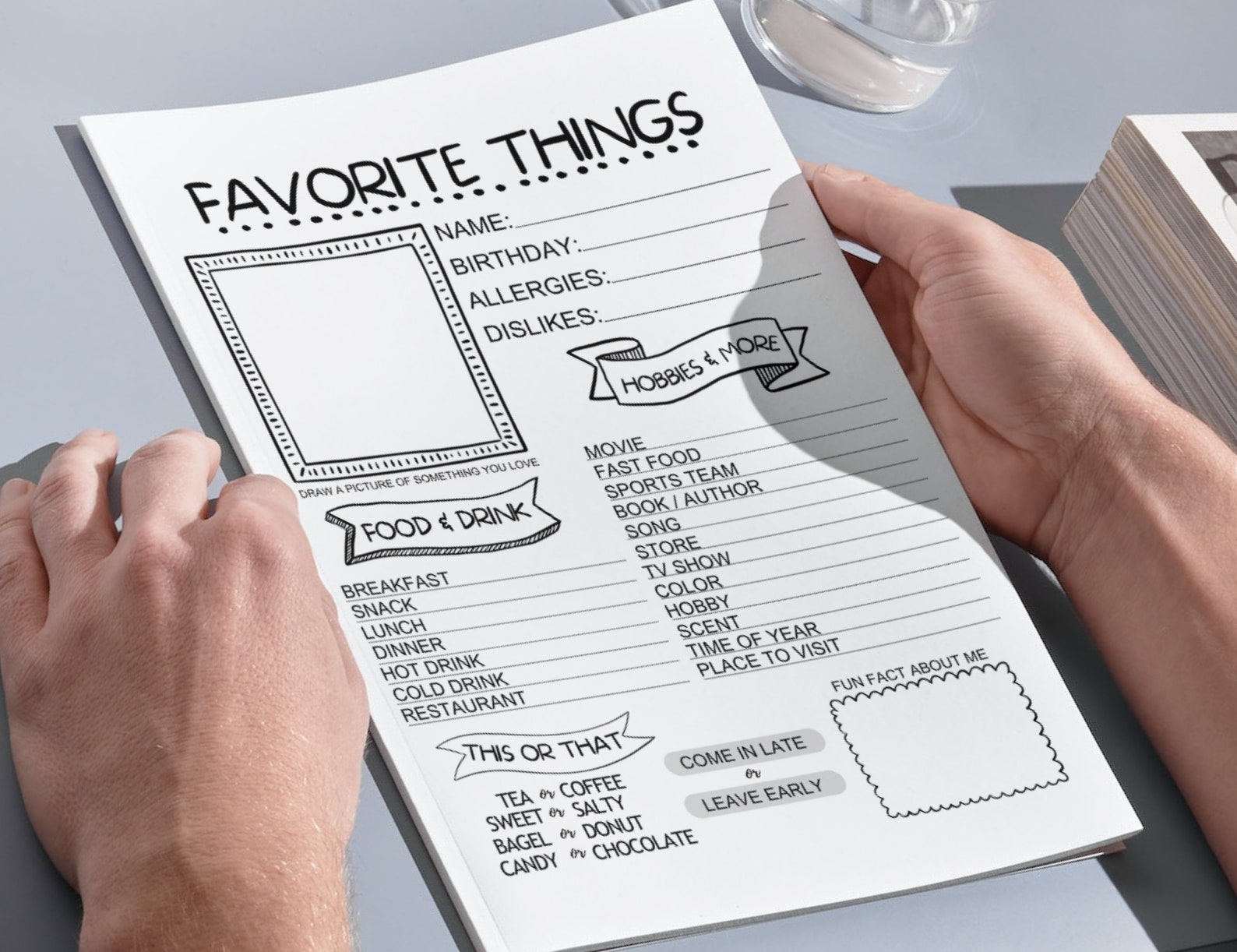 Favorites List Printable, My Favorite Things Survey, All About Me ...