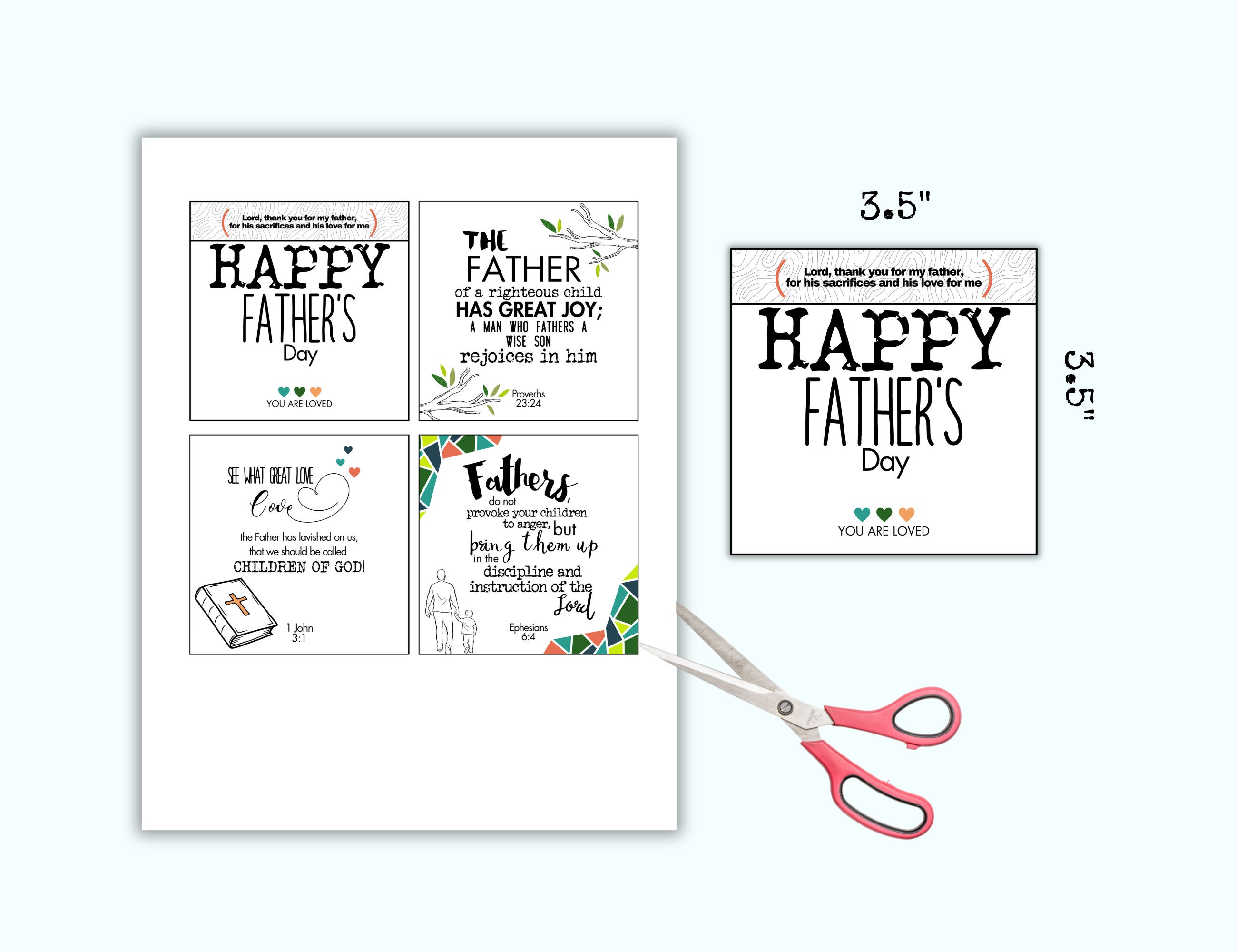 Fathers Day Scripture Cards Christian Father's Day Bible Verse Cards ...