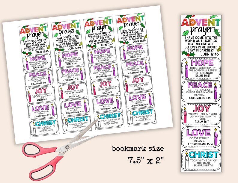 Advent Bookmarks, Advent Prayer Bookmarks, Christmas Bookmarks, Advent ...