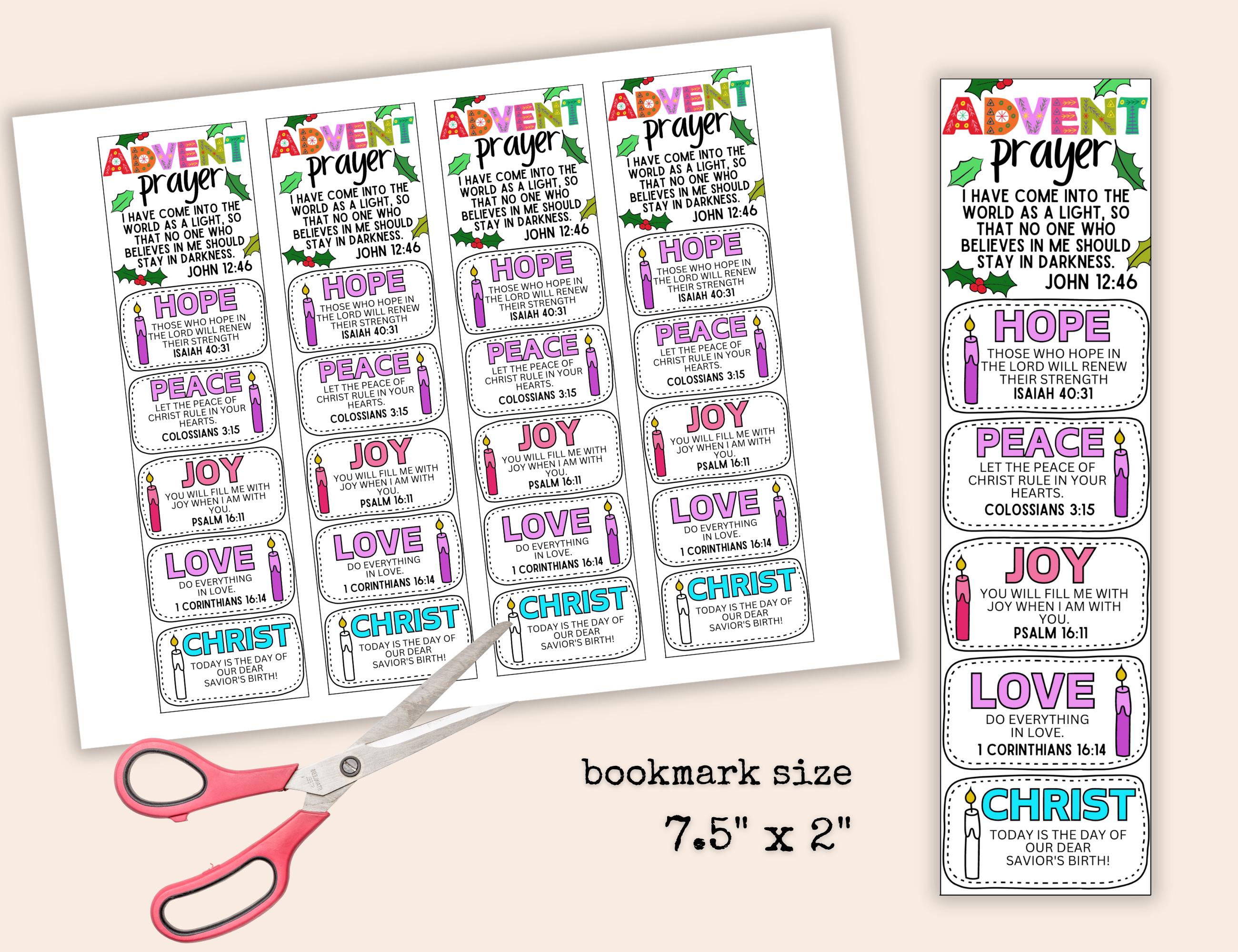 Advent Bookmarks, Advent Prayer Bookmarks, Christmas Bookmarks, Advent ...