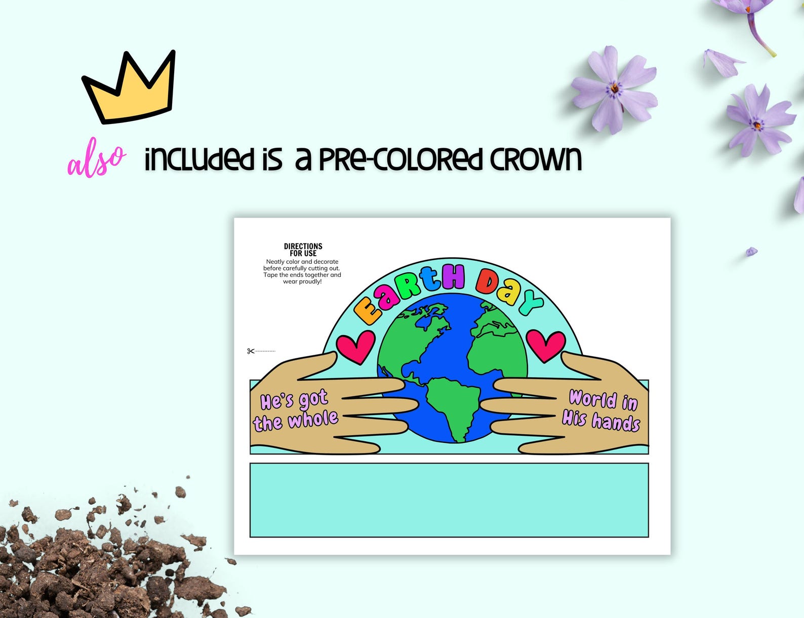 Earth Day Activity for Kids, Earth Day Printable Paper Crown, Earth Day ...