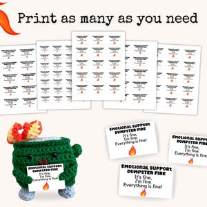 Dumpster Fire Emotional Support Signs, Crochet Emotional Support ...