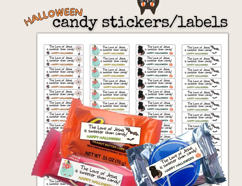 Christian Halloween, Printable Stickers Labels for Candy, Christian ...