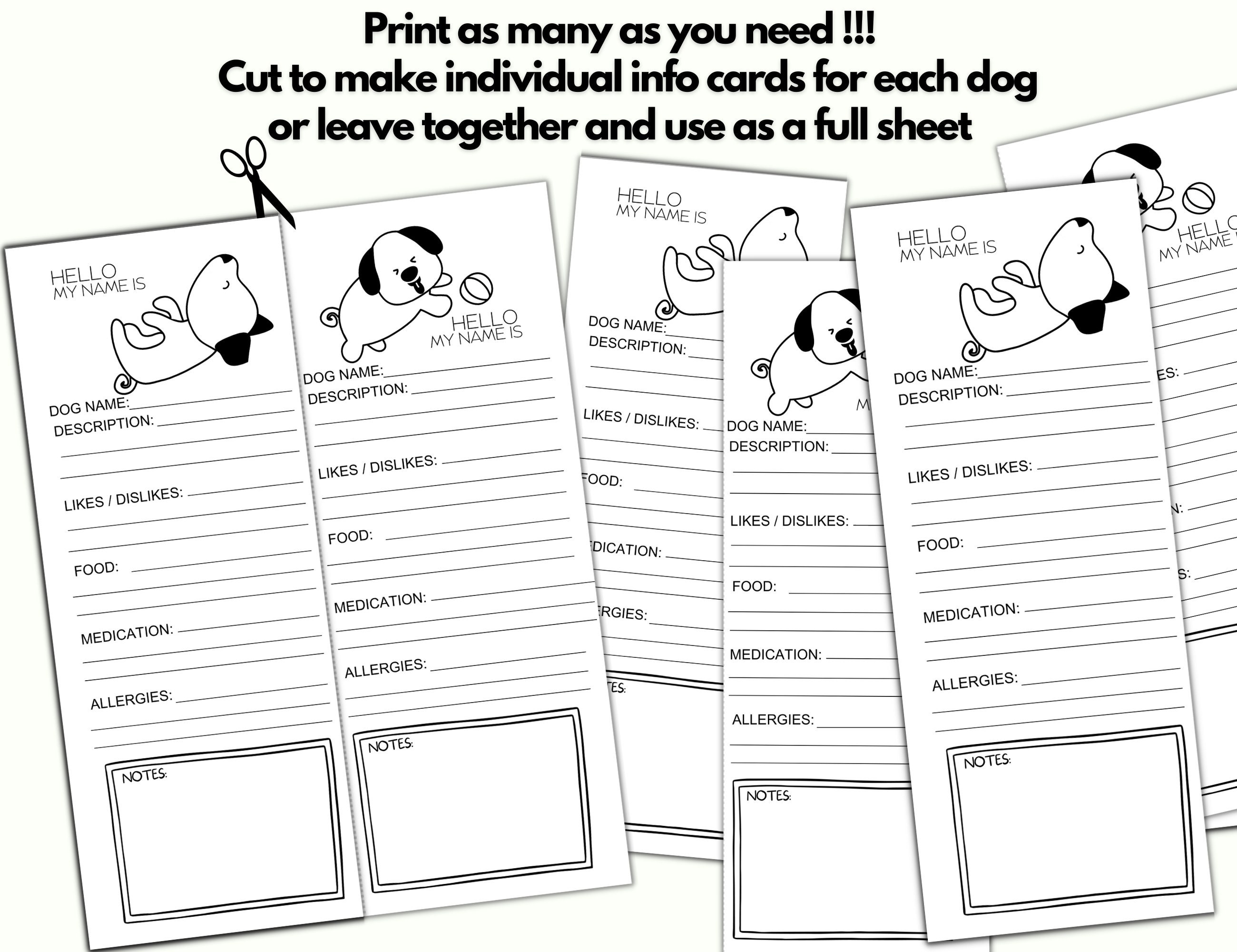 Printable Dog Sitter Notes Pet Sitter Notes Checklist Pet Etsy