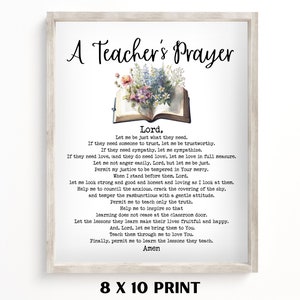 Teacher's Prayer Printable Gift for Teachers in Christian School ...