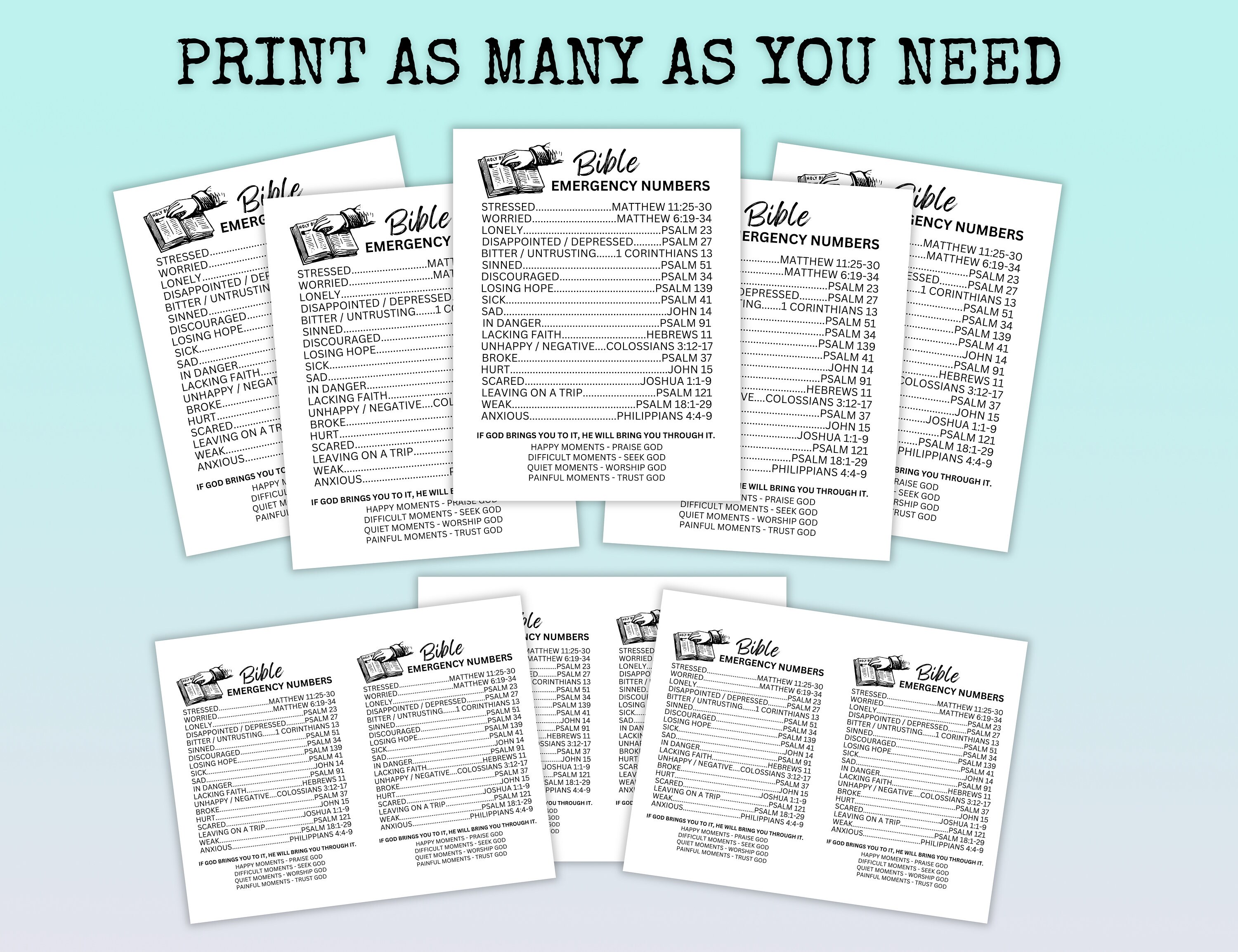 Bible Emergency Numbers Printable, Emergency Bible Verses, Scripture ...
