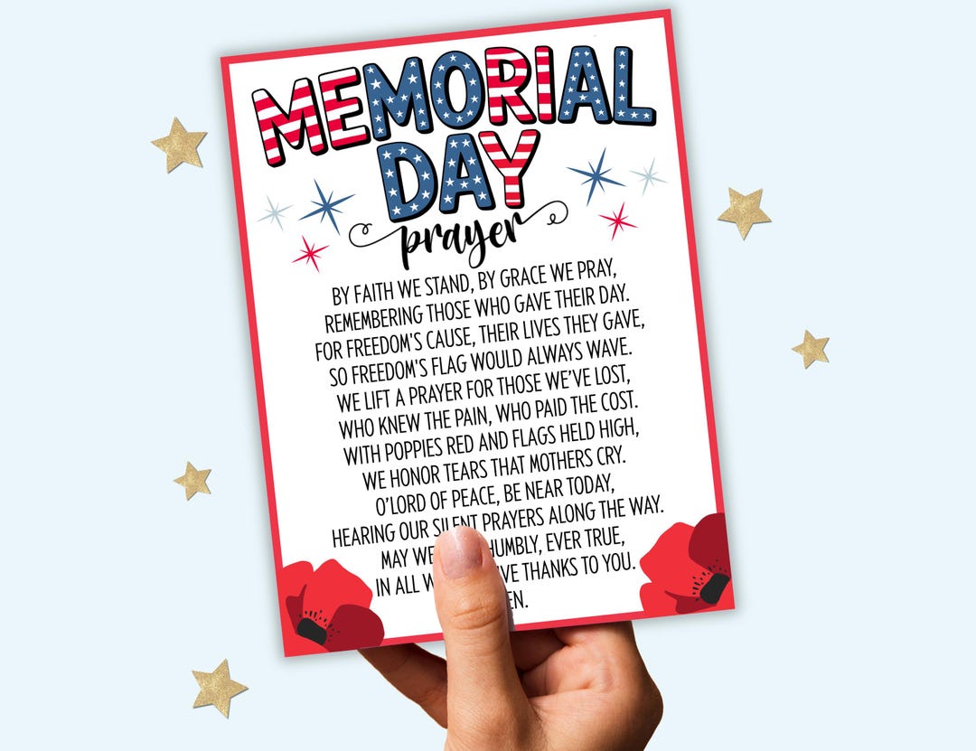 Memorial Day Cards, Memorial Day Prayer, Memorial Day Handout Cards ...