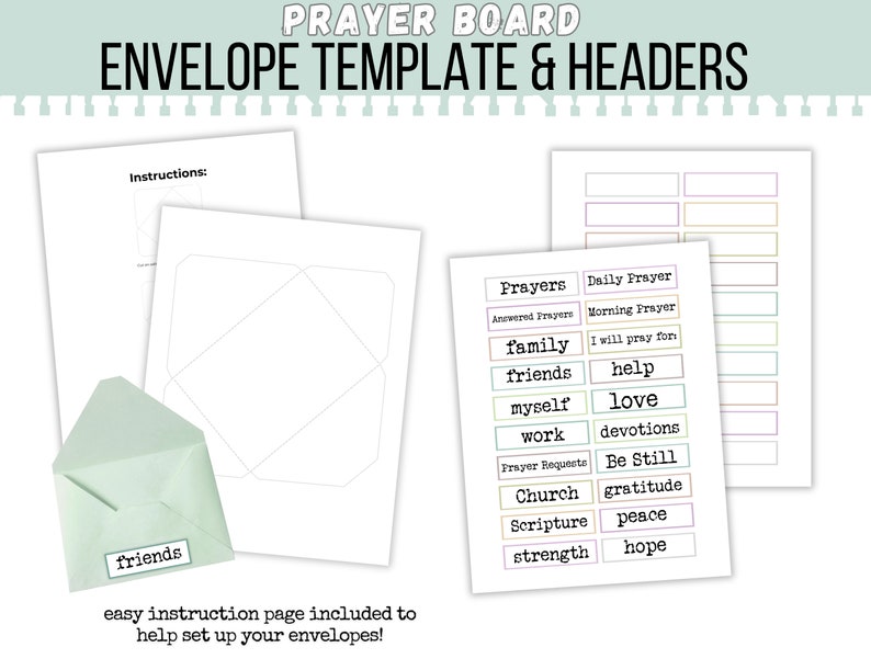 Prayer Board Kit, Prayer Board Envelopes & Headers, Printable Christian ...