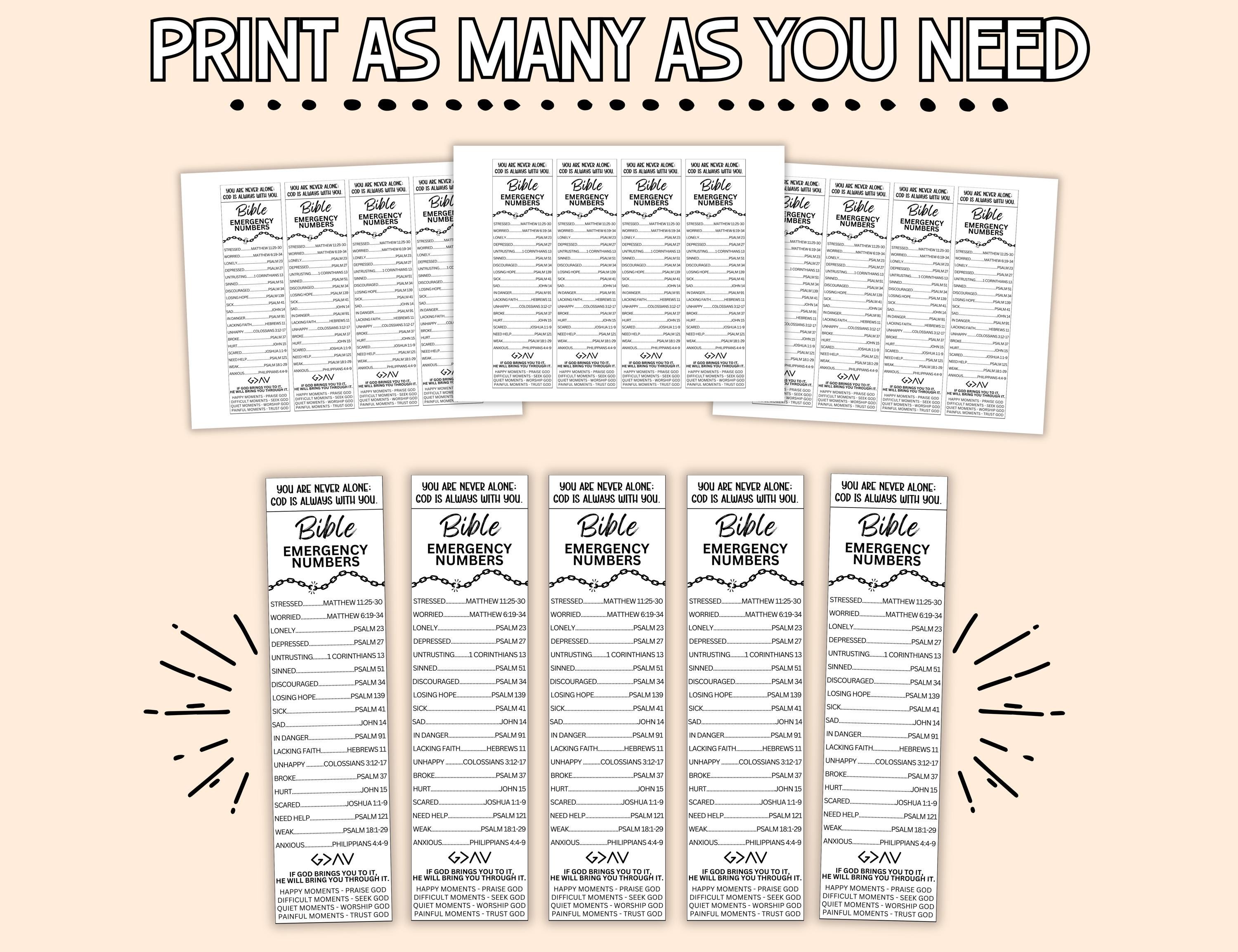 Prison Ministry Bible Verse Bookmarks, Jail Ministry, Bible Emergency ...