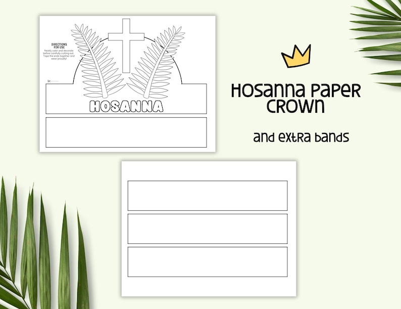 Palm Sunday Craft, Paper Crown Coloring Activity, Hosanna Palm Craft ...