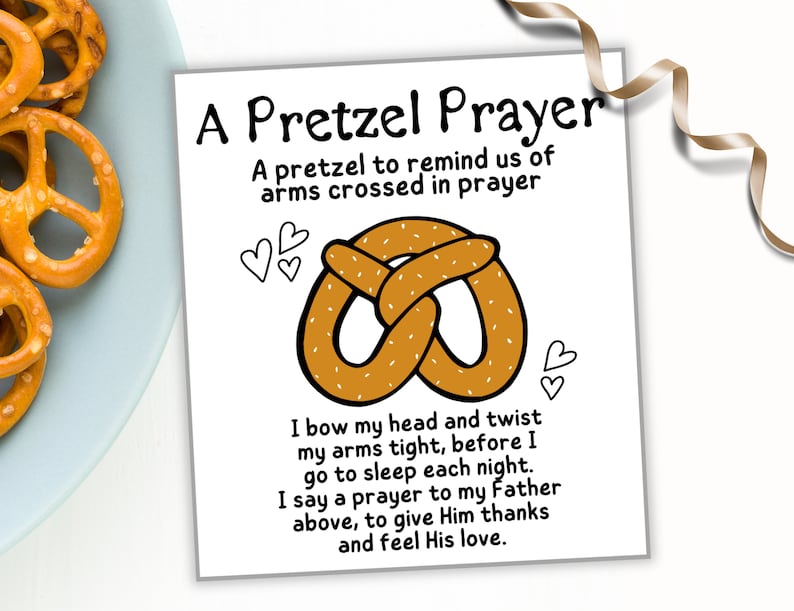 Pretzel Prayer Poem Gift Tags for Kids Church, Christian Summer Camp ...