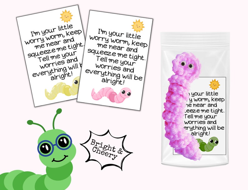 Worry Worm Tags & Worry Worm Cards for Crochet Worms Loom - Etsy Australia