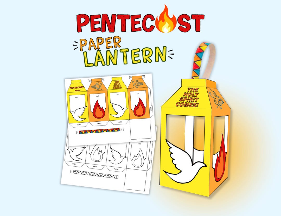 Pentecost Bible Craft for Kids, Paper Lantern Coloring Sheet Printable ...