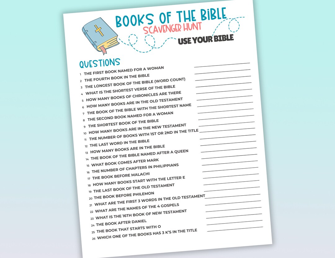 Books of the Bible Scavenger Hunt Game, Printable Church Game, Women's ...