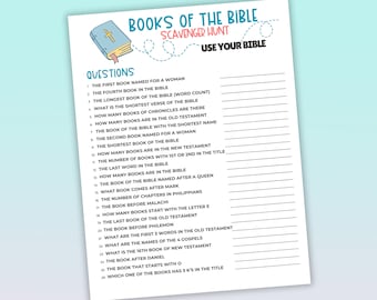 Books of the Bible Scavenger Hunt Game Printable Church Game Women's ...