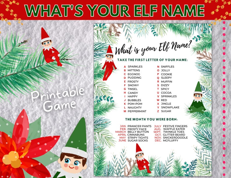 Elf Name Game Christmas What's Your Elf Name With Name - Etsy
