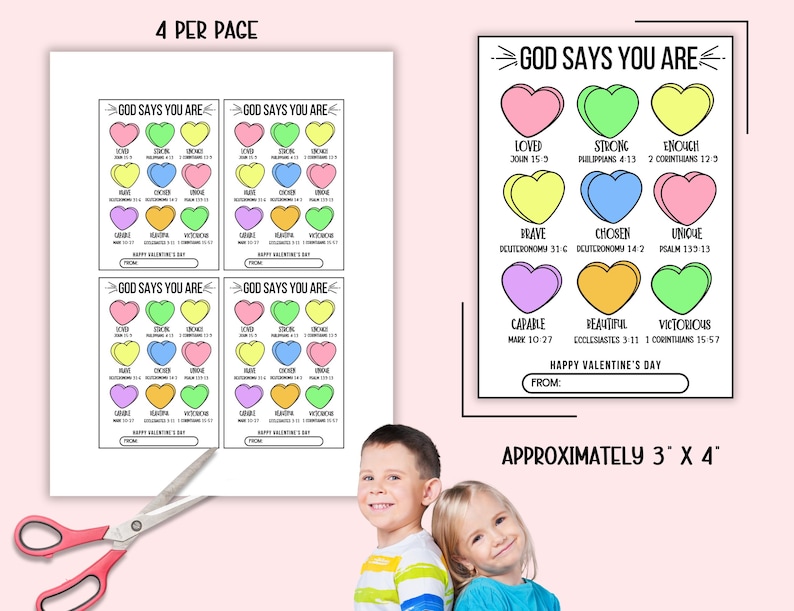 Valentine's Day Bible Verse Scripture Cards for Kids, God Says You Are ...