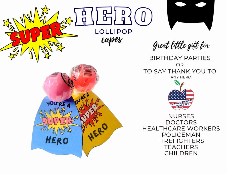 Not All Heros Wear Capes, Printable Lollipop Cape for Superheroes - Etsy