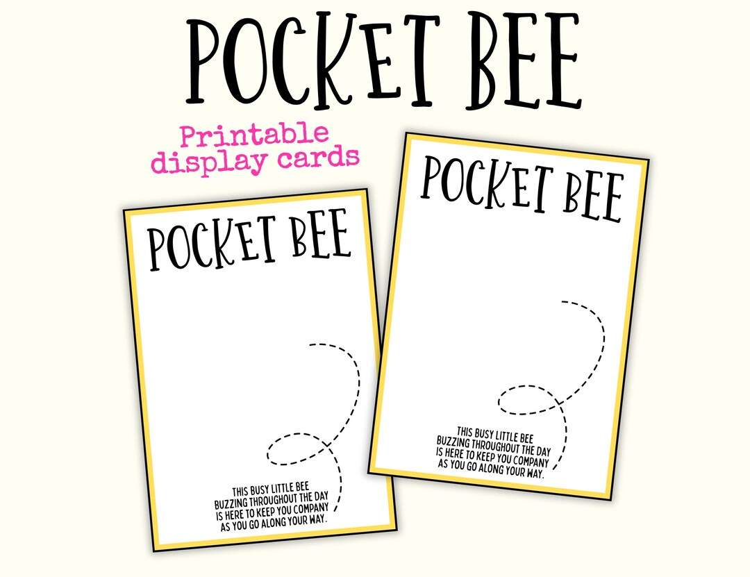 Printable Pocket Bee Cards for Crochet Bees, Bee Charms, Amigurumi Bees ...