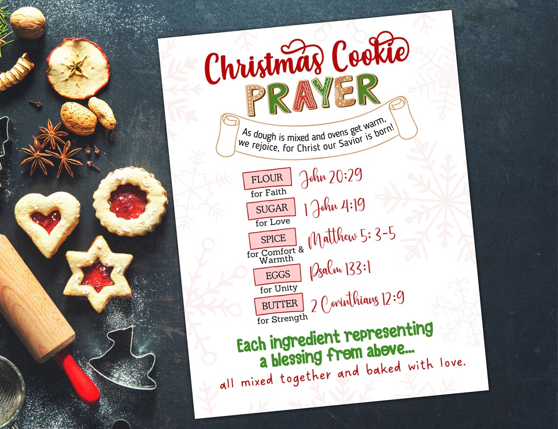 Christmas Prayer for Tray of Cookies, Printable Christmas Tag With ...